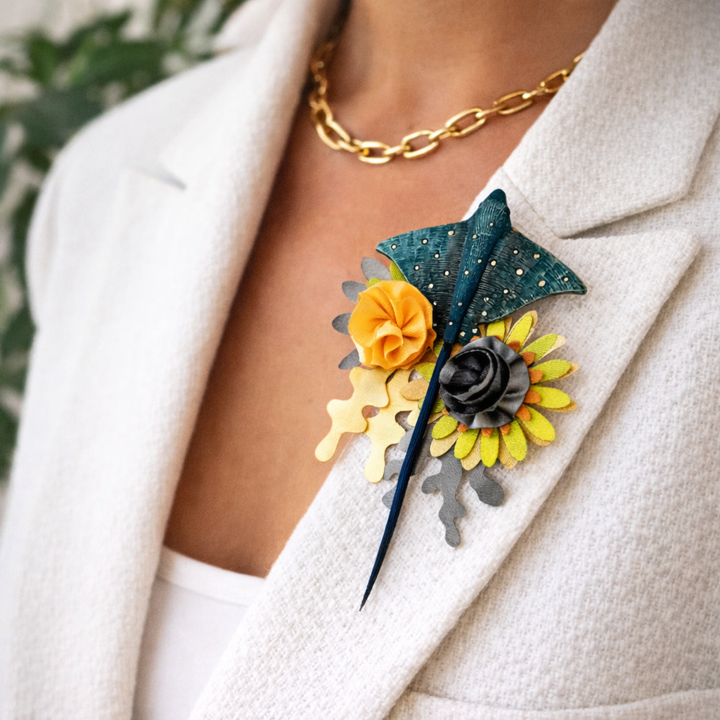 Blue Spotted Manta Ray Brooch – choosejust